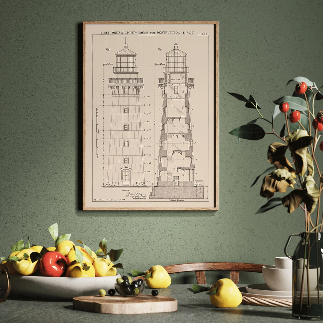 Poster | Section and Elevation of a Lighthouse Drawing | MORYARTY ...