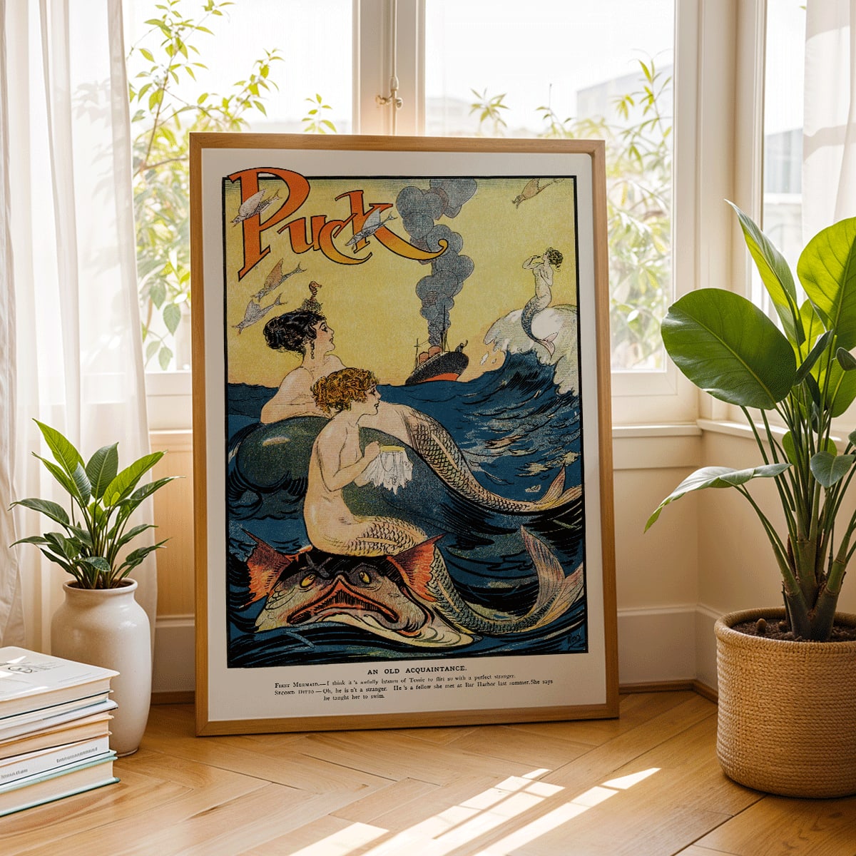 Poster | Mermaids Sewing Nautical Art Print | MORYARTY