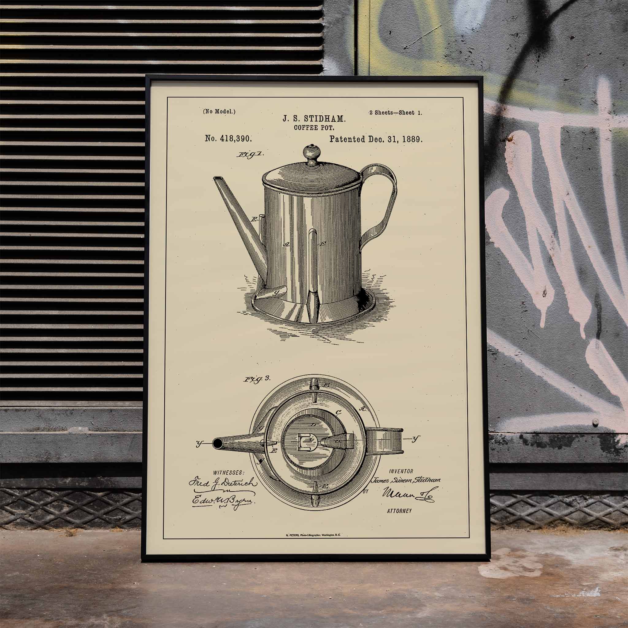 Poster | Coffee-Pot Patent by J.S. Stidham | MORYARTY